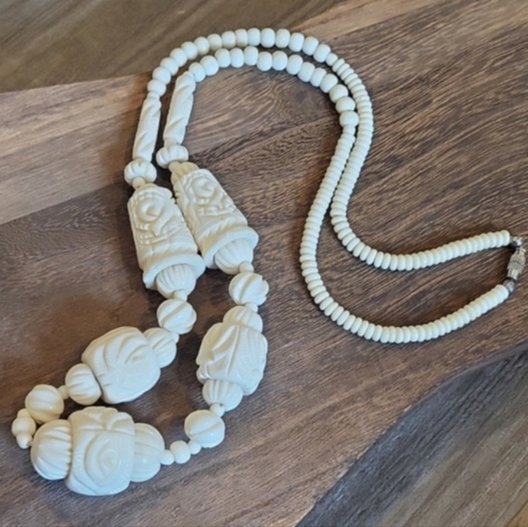 Unbranded | Jewelry | Vintage Hand Carved Celluloid Beaded Necklace ...